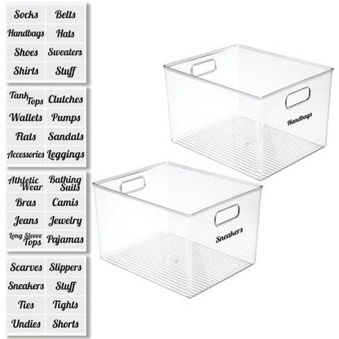 Mdesign Plastic Closest Organizer Box With Handles, 2 Pack + 36 Labels ...