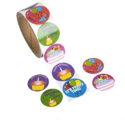 Playbees Happy Birthday Stickers Roll - 3 Rolls Of 100 Stickers : Target