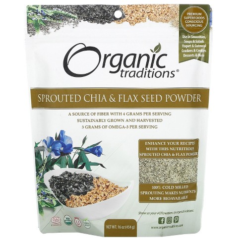 Organic Traditions Sprouted Chia & Flax Seed Powder, 16 Oz (454 G) : Target