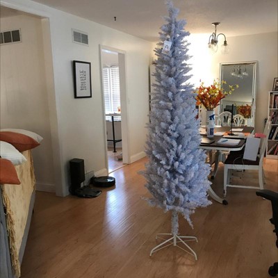 Costway 7ft Unlit Artificial Slim Christmas Pencil Tree W/ Metal Stand ...