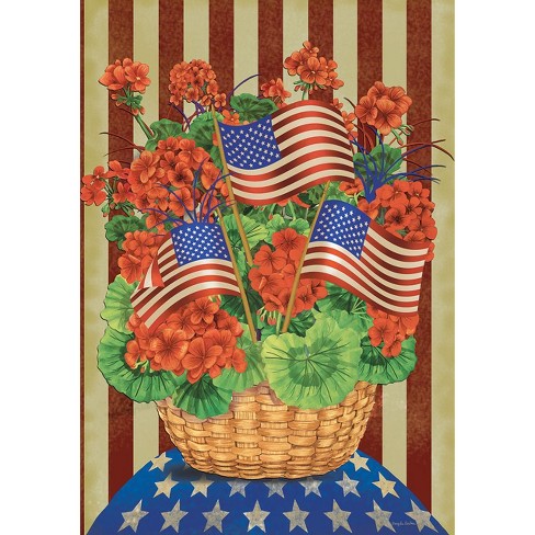 Briarwood Lane Patriotic Planter Geraniums House Flag Primitive Red ...