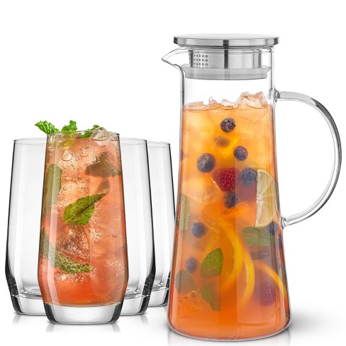 Joyjolt Glass Pitcher With 4 Drinking Glasses Set : Target