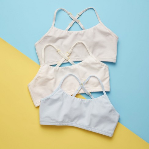 Yellowberry Girls' 3pk Best Cotton Starter Bras With Convertible Straps ...