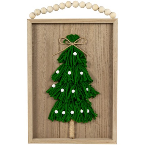 Northlight 14" Knitted Christmas Tree Wooden Framed Wall Sign : Target