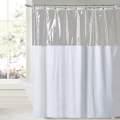 Heavy Duty Vinyl Shower Curtain See Through Top, 10-gauge, By Sweet ...