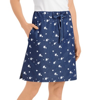 Collections Etc Patriotic Star Printed Drawstring Waist Skort Large ...