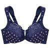 Glamorise Womens Wonderwire Front-closure Underwire Bra #1245 Navy ...