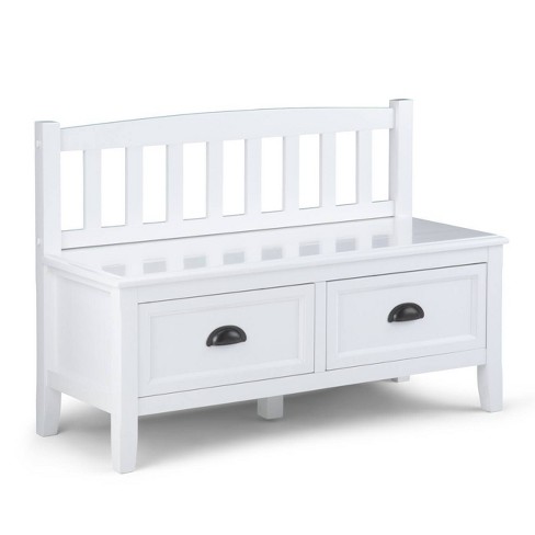 42" Portland Entryway Storage Bench With Drawers White - Wyndenhall ...