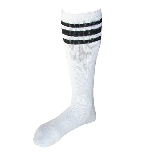 Ctm Striped Top Ribbed Tube Socks (4 Pair Pack), White With Black : Target