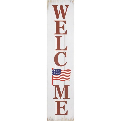 Northlight 36" Welcome Usa Flag Americana Wooden Porch Board Sign ...