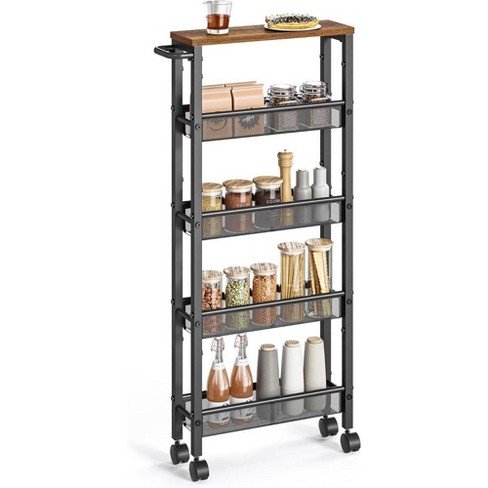 Vasagle Slim Rolling Cart, 5-tier Storage Cart, Narrow Cart With Handle ...