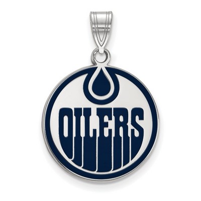 Black Bow Jewelry Sterling Silver Edmonton Oilers Nhl Large Pendant ...