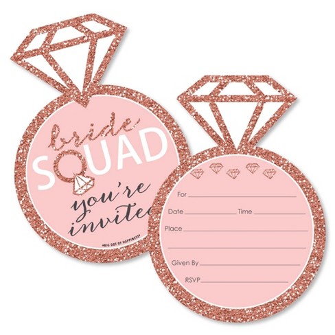 Big Dot Of Happiness Bride Squad - Shaped Fill-in Invites - Rose Gold ...