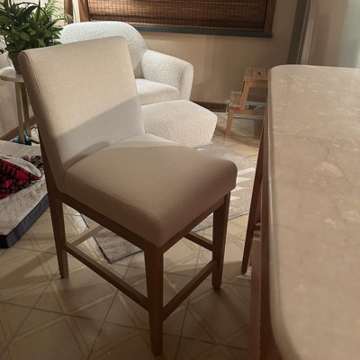 Upholstered Natural Wood Slipper Counter Stool - Hearth & Hand™ With ...