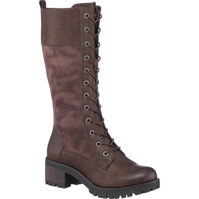 Gc Shoes Rook Brown 7 Lace Up Block Heel Combat Boots : Target