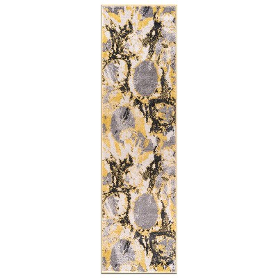 World Rug Gallery Contemporary Abstract Circles Area Rug - Yellow 2'x7 ...