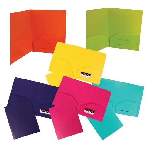 Jam 6pk 2 Pocket Heavy Duty Plastic Folders - Fashion Colors : Target