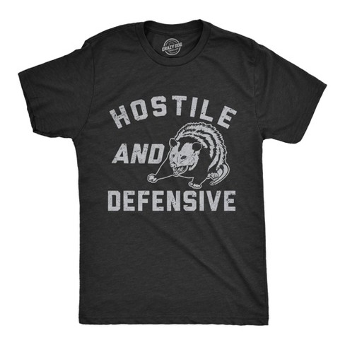 Mens Hostile And Defensive T Shirt Funny Fearful Possum Joke Tee For ...