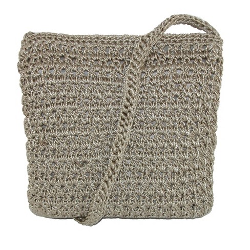 Ctm Women's Crochet Crossbody Handbag, Taupe : Target