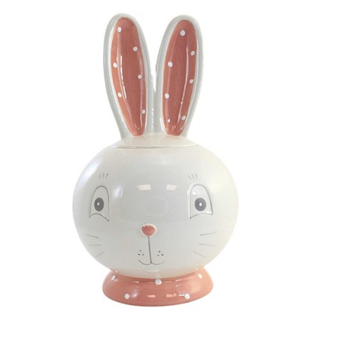 Transpac Bunny Ears Cookie Jar Dolomite Rabbit Easter Polka Dots A4258 ...