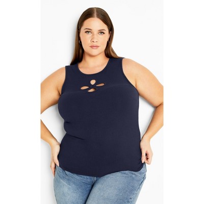 City Chic | Women's Plus Size Daisy Tank - Navy - 14w : Target