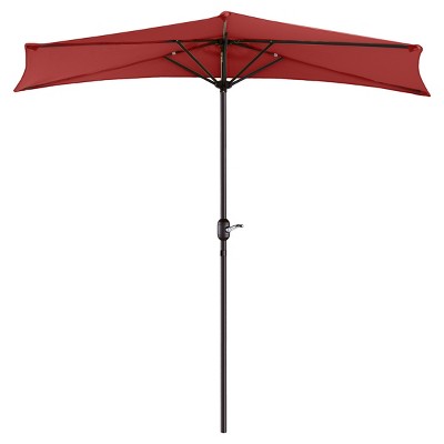Half Round Patio Umbrella With Easy Crank – Compact 9ft Semicircle ...
