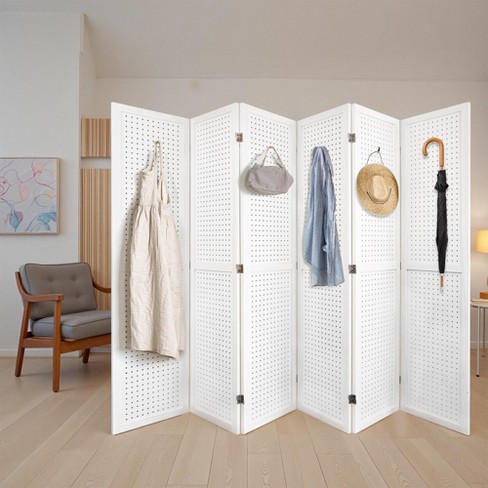 6-panel Wooden Room Divider, 5.6-ft Tall Pinboard Display, Foldable ...
