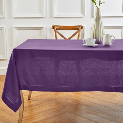 Solino Home Linen Tablecloth Purple 60 x 132 Inches | Classic Hemstitch ...