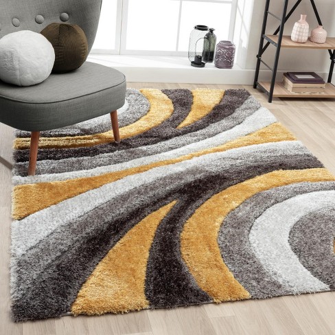 Luxe Weavers Modern Shag Geometric Area Rug, Yellow 8x10 : Target