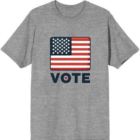 Vote American Flag Adult Heather Gray Crew Neck Short Sleeve Tee-large ...