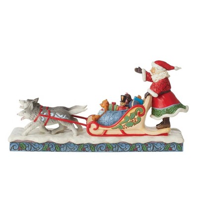 Jim Shore 4.5 Inch Merry Mushing Sledding Santa Dog Santa Figurines ...