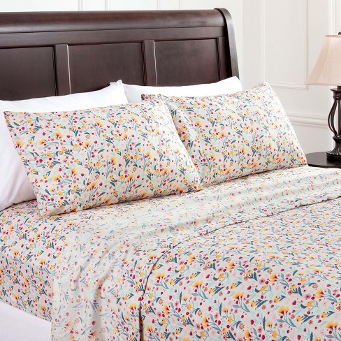 Chanasya Spring Bloom Floral Print Microfiber Sheet Set - 3-piece Set ...