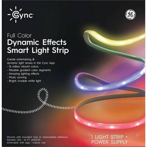 Ge Cync Dynamic Effects Smart Led Full Color Light Strip + Power Supply ...