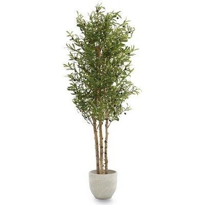 Maia Shop Artificial Faux Silk Olive Tree Plant, 7 Feet Tall Indoor ...