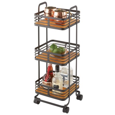 Mdesign 3-tier Square Rolling Household Storage Cart, 4 Wheels : Target