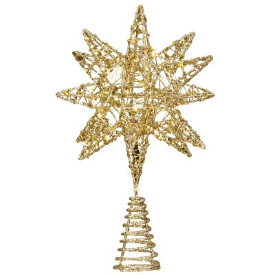 Northlight 9" Pre-lit Gold And Amber Crystal 5 Point Star Christmas ...