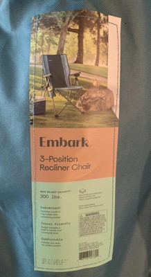 3 Position Tension Recliner Outdoor Portable Camp Chair Green - Embark ...