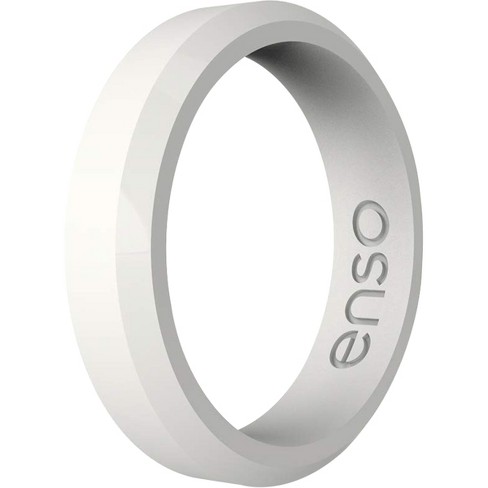 Enso Rings Thin Bevel Series Silicone Ring - White - 6 : Target