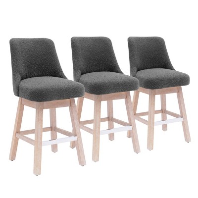Westintrends 26" Upholstered Swivel Counter Height Bar Stools (set Of 3 ...