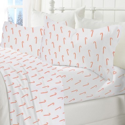 Great Bay Home Cotton Printed Flannel Sheet Set (queen, Candy Canes ...