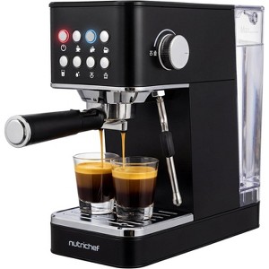 NutriChef Espresso Maker with Milk Frother, Removable 1.8 Qt Water Tank ...