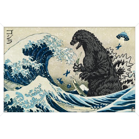 Trends International Godzilla - Great Wave Framed Wall Poster Prints ...