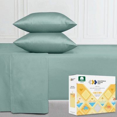 Sage Green Queen Sheet Set - 100% Cotton Bed Sheets, 400 Thread Count ...