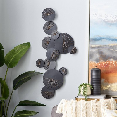 Metal Plate Wall Decor With Gold Accents Black - Olivia & May : Target