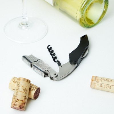 True Sommelier Waiter’s Corkscrew, Black Stainless Steel Spring Loaded ...