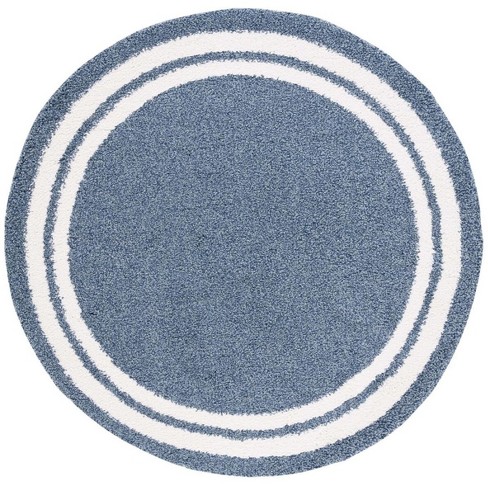 Calico Clc100 Power Loomed Area Rug - Blue/ivory - 6'7" Round ...