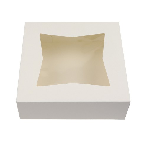 O'creme White Pie Box, With Window, 8 X 8 X 2.5 Inch Deep - Pack Of 5 ...