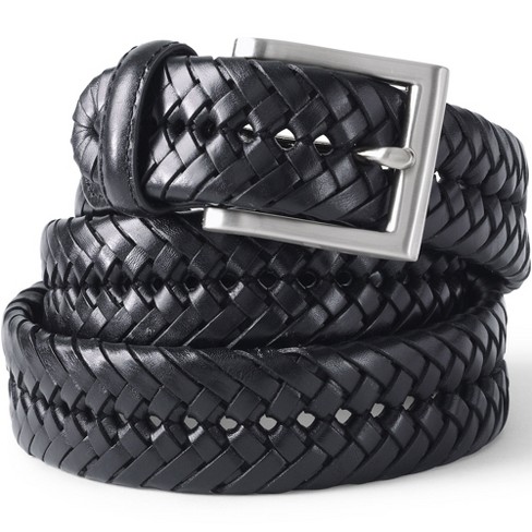 Lands' End Men's Big Leather Braid Belt - 54 - Black : Target
