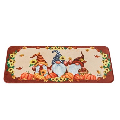 Collections Etc Fall Harvest Three Gnomes Kitchen Runner Rug 48" X 20.5 ...