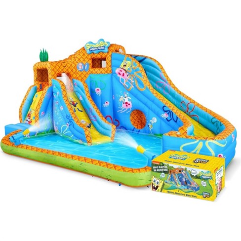 Sunny & Fun Spongebob Deluxe Inflatable Water Slide With Climbing Wall ...